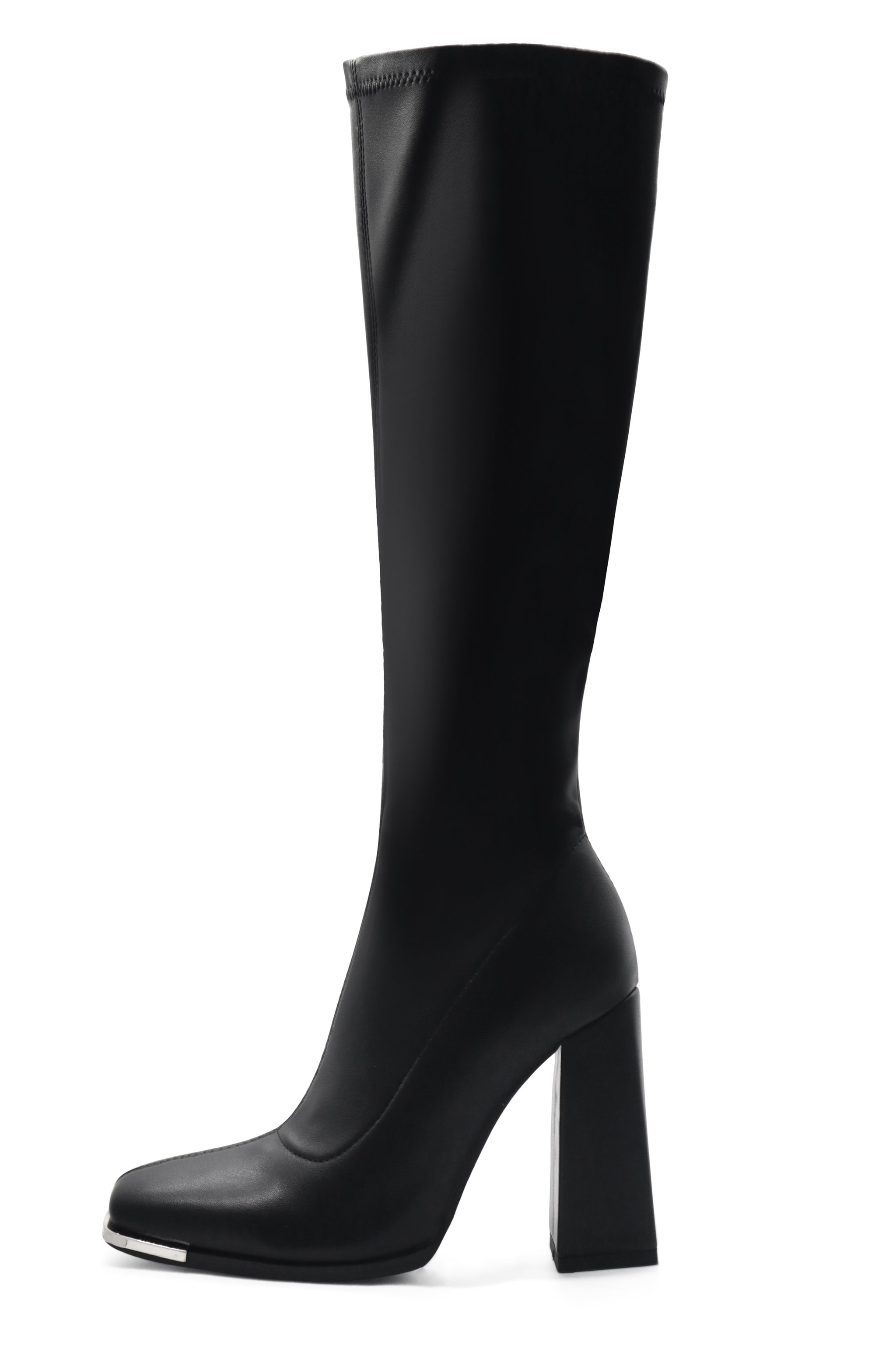 ZENDAYA Black High Heeled Boots - Block Heel, Corsetry Top