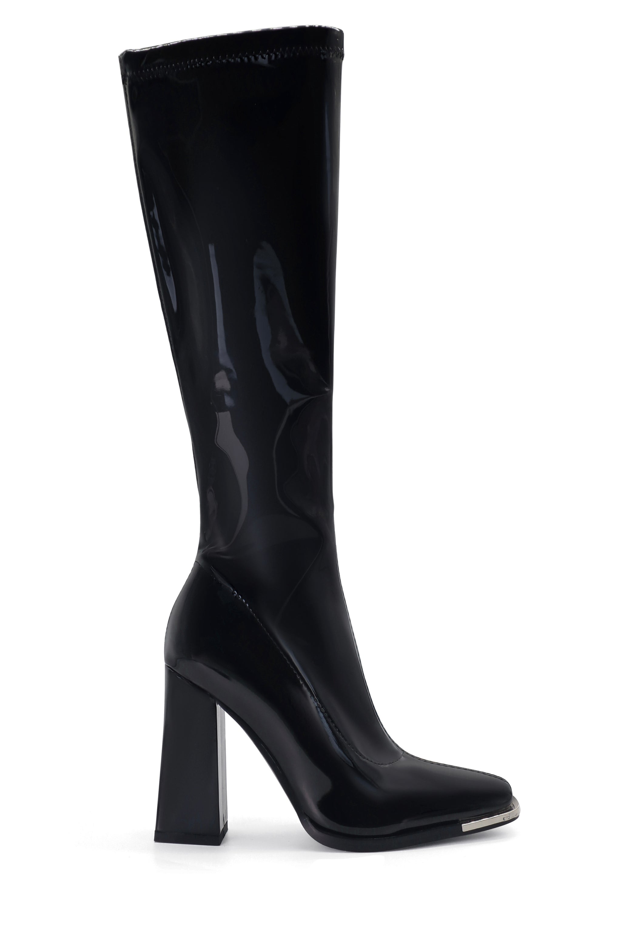 ZENDAYA Patent Leather Boots - Black High Heels